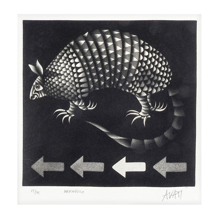 Mid 20th Century Mario Avati Armadillo Mezzotint For Sale at 1stDibs