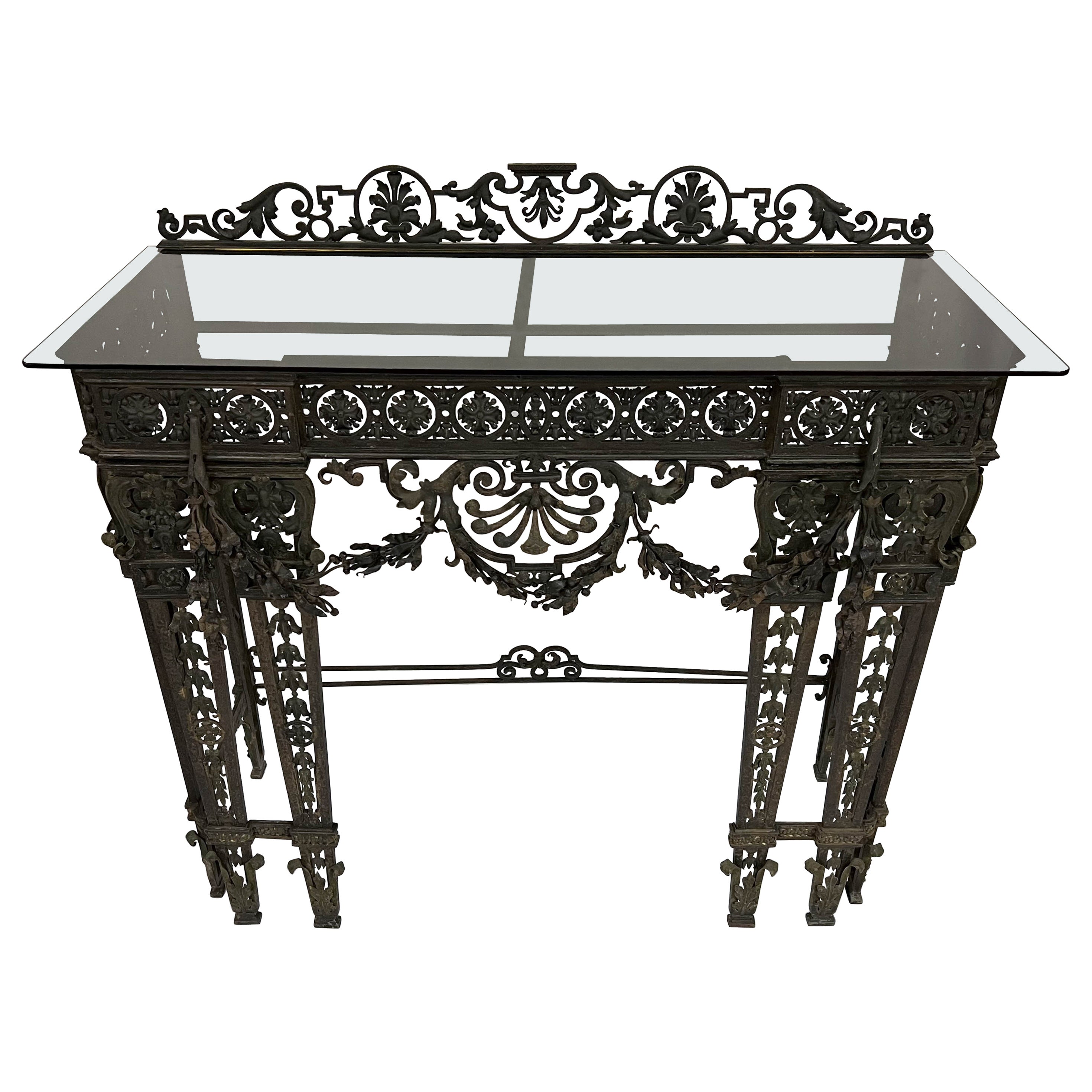 19th Century Wrought Iron Console Table For Sale at 1stDibs