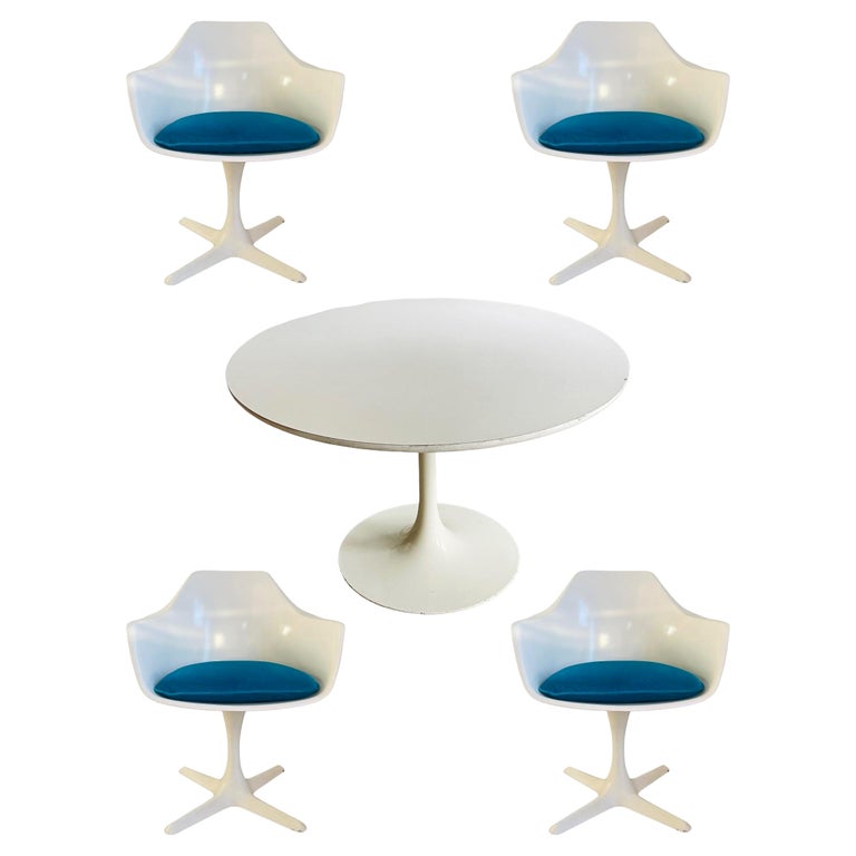 Mid-Century Modern Tulip Dining Set by Burke Set Four Tulip Chairs For ...