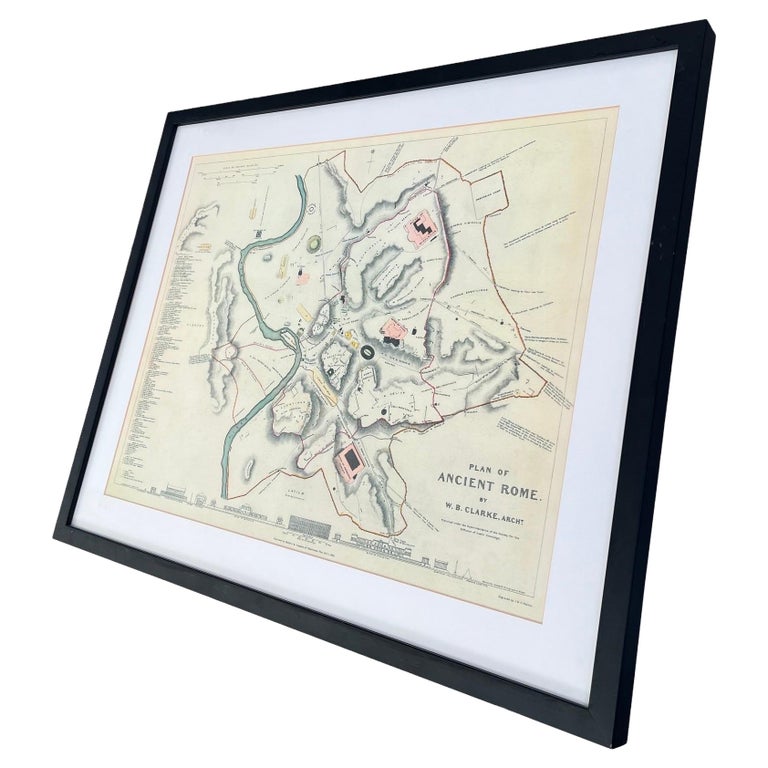 Vintage Framed Print, Plan of Ancient Rome For Sale at 1stDibs