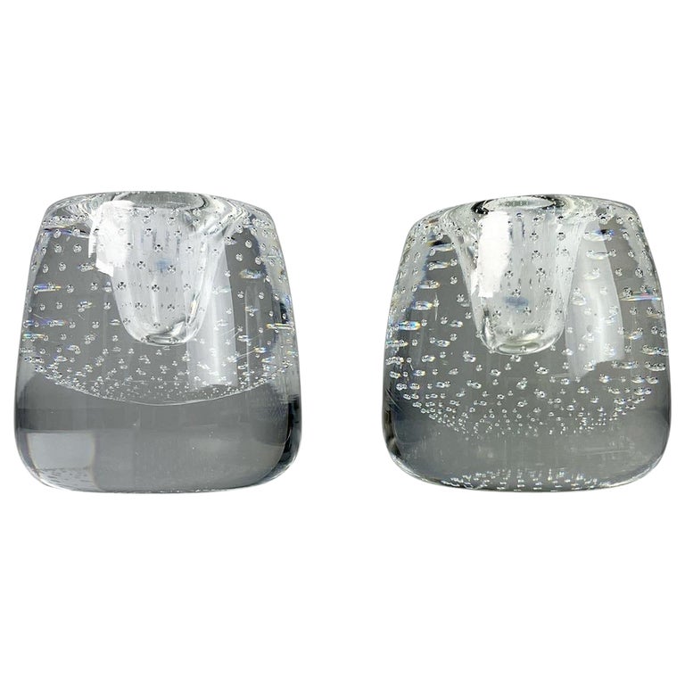 Pair of Ernest Gordon Crystal Bubble Glass Candle Holders Afors, Sweden ...