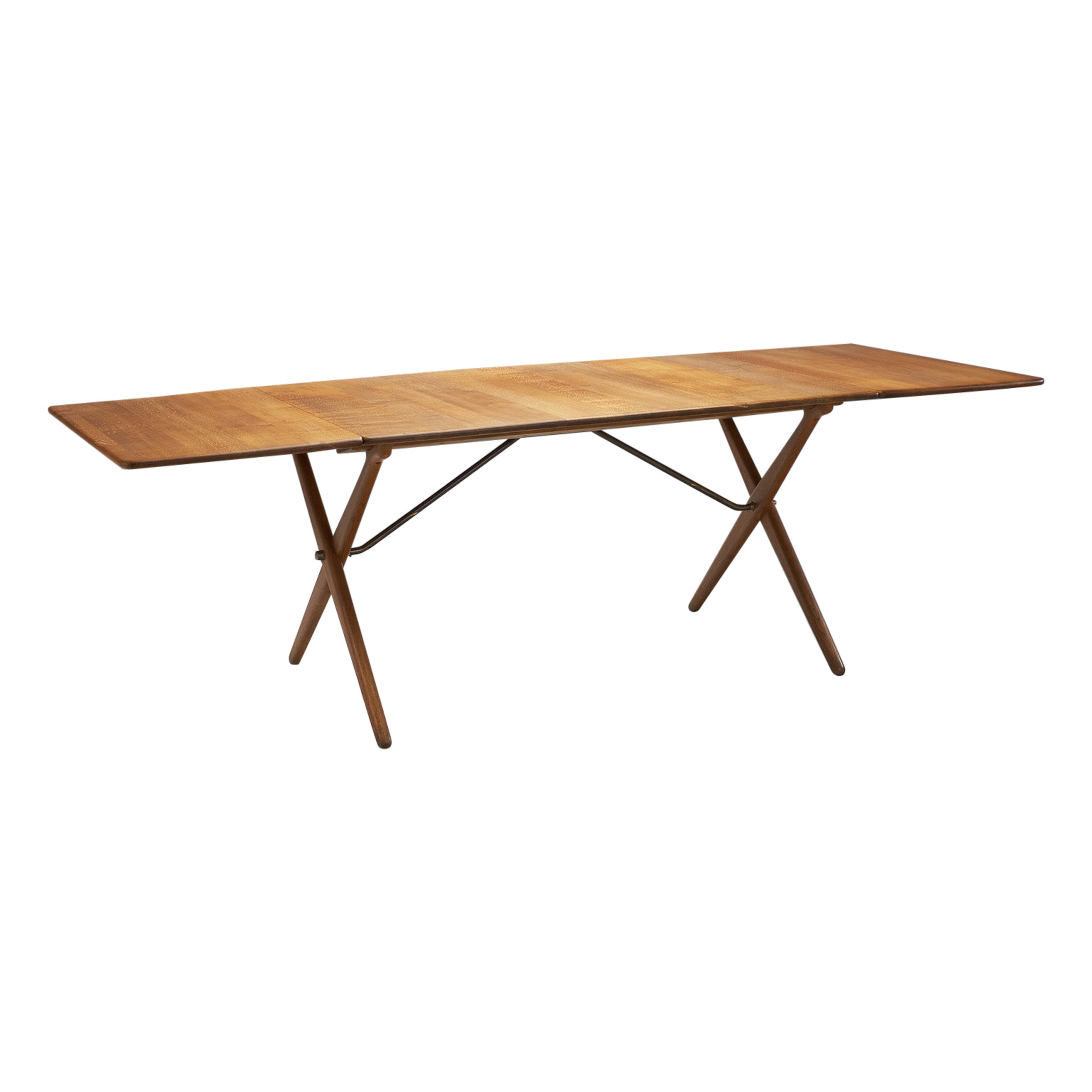 Danish Modern Teak and Oak Drop Leaf Dining Table by Hans Wegner at 1stDibs