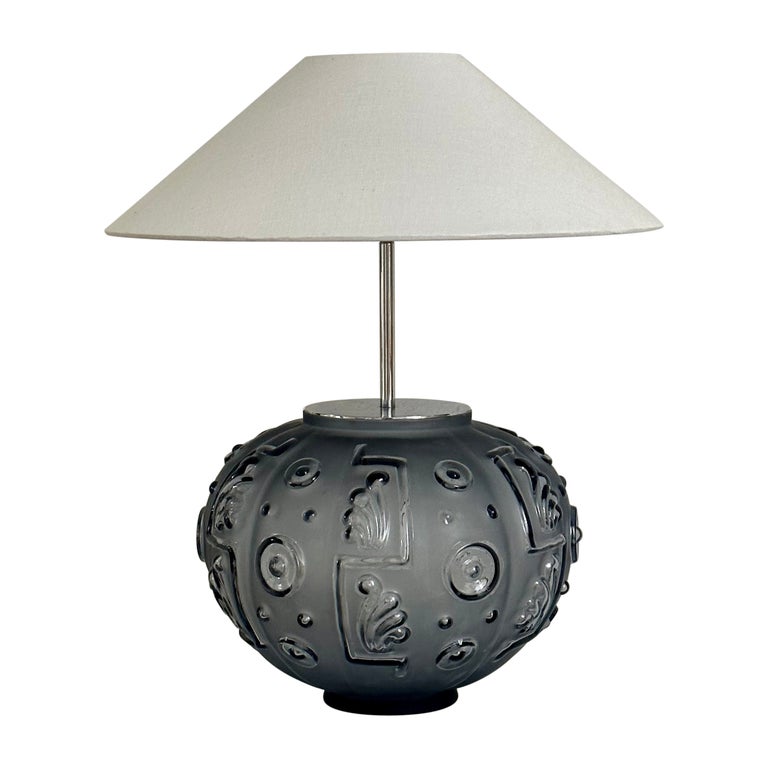 Swedish Art Deco Glass Table Lamp by Edvin Ollers, Elme Glass Factory ...