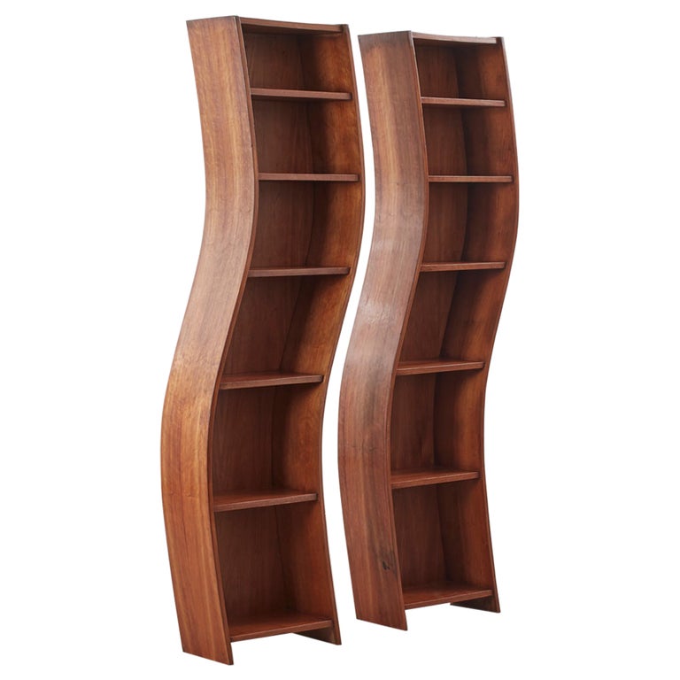 Pair of Vintage Custom Wavy Wooden Shelves, Late 20th Century For Sale ...