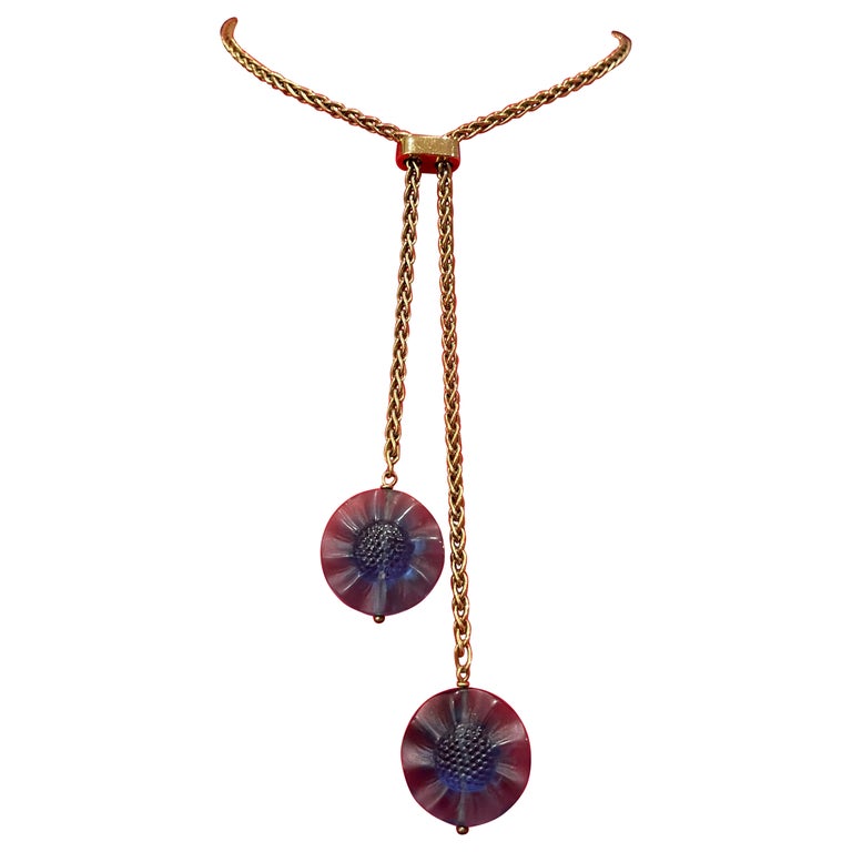 Lalique - Bayadère Necklace with Crystal Flowers For Sale at 1stDibs