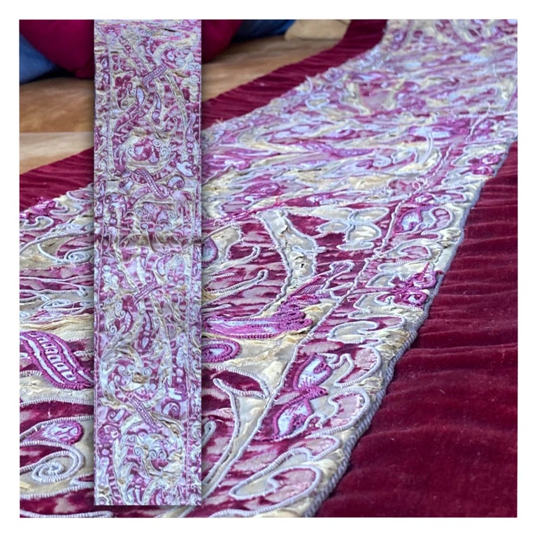 Velvet Headband Embroidered with Rinceaux of Gold, Silver and Silk ...