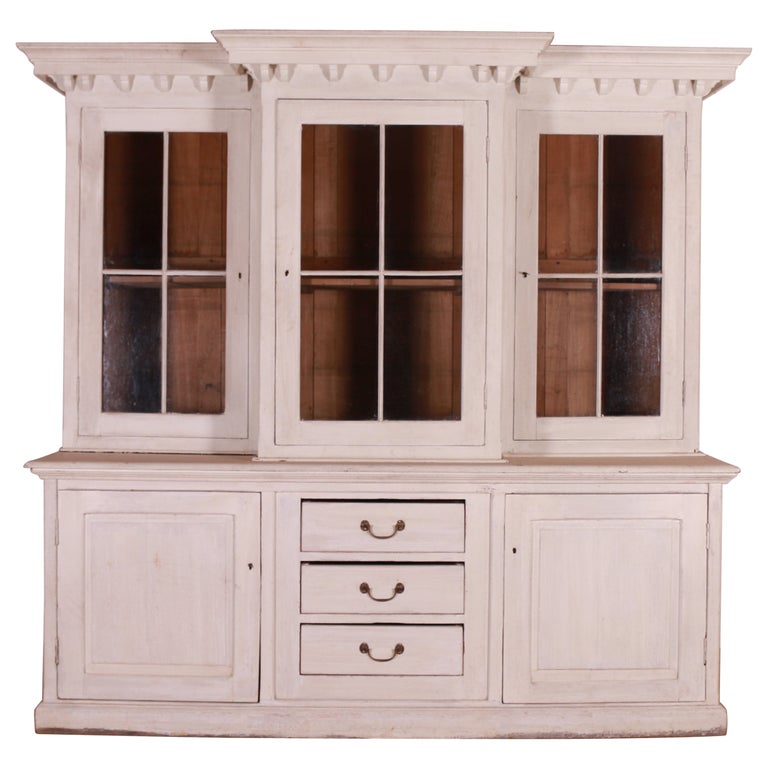 Glazed Breakfront Kitchen Cabinet For Sale at 1stDibs