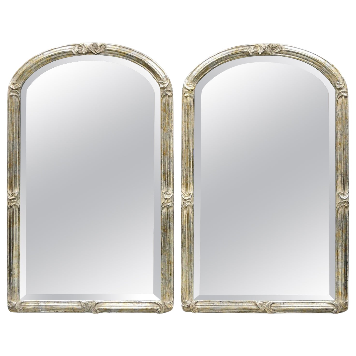 LaBarge Oval Adam Style Wood and Italian Metal Beveled Mirror For Sale ...