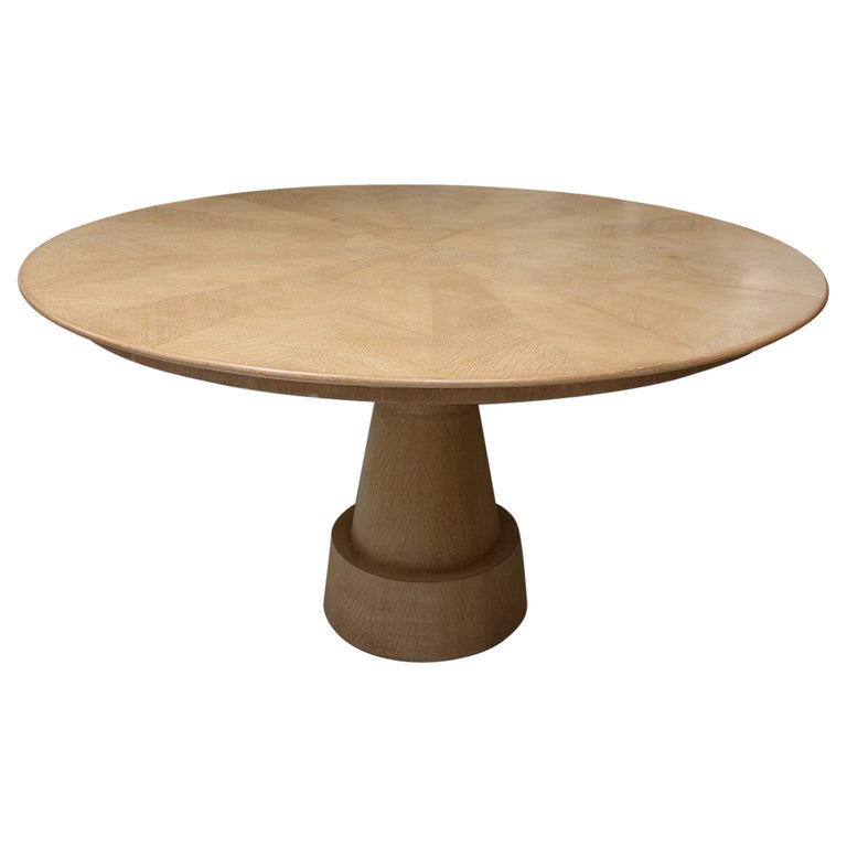 Vintage French Cerused Oak Circular Table For Sale at 1stDibs