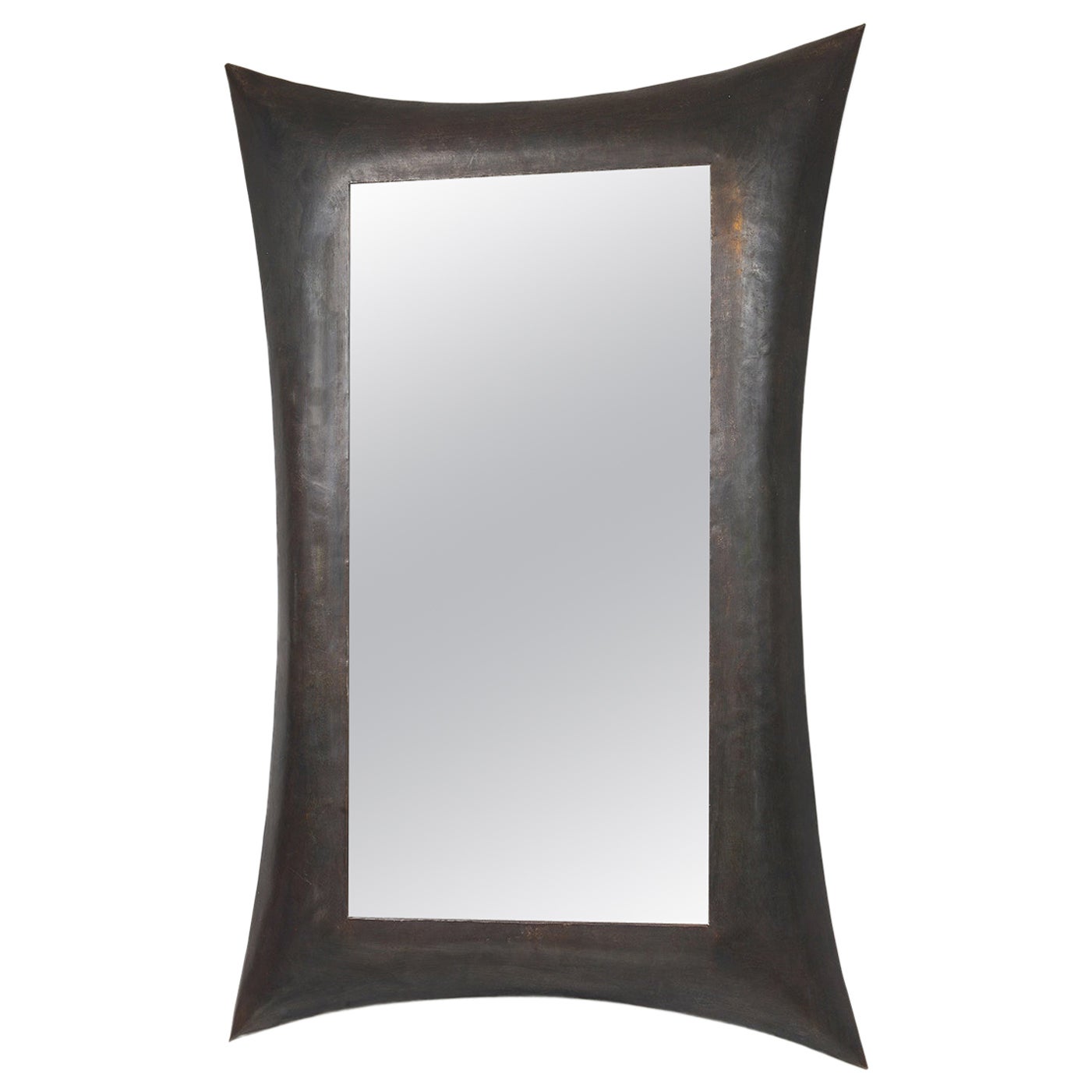 Contemporary Modern Unique Sculptural Concave Brown Glass French Mirror ...