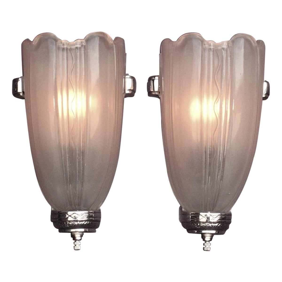 Nice Vanity Art Deco Lighting Sconces Streamline Moderne For Sale at ...