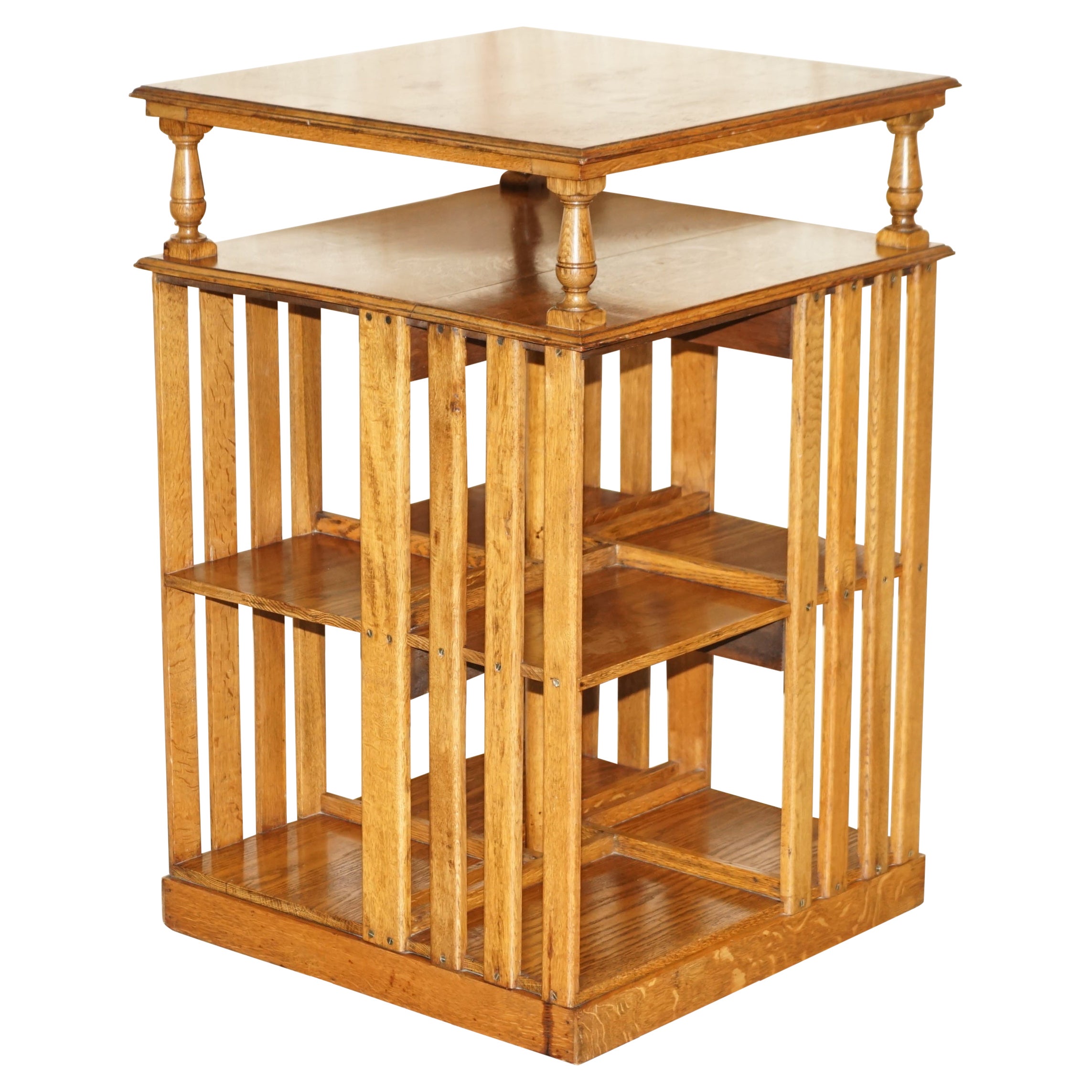 Very Large circa 1880 Antique Victorian English Oak Revolving Bookcase ...