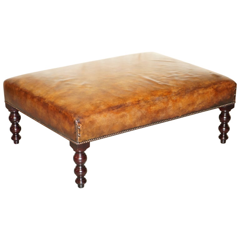 GEORGE SMiTH EXTRA LARGE RESTORED HAND DYED BROWN LEATHER HEARTH ...