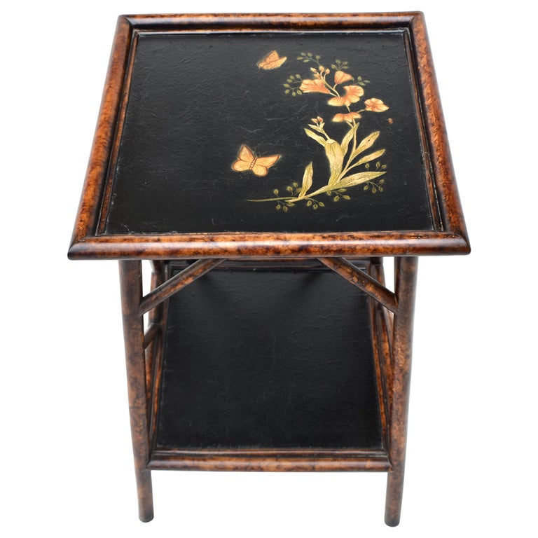 Vintage Edwardian Style Tortoise Bamboo Japanned Table For Sale at 1stDibs