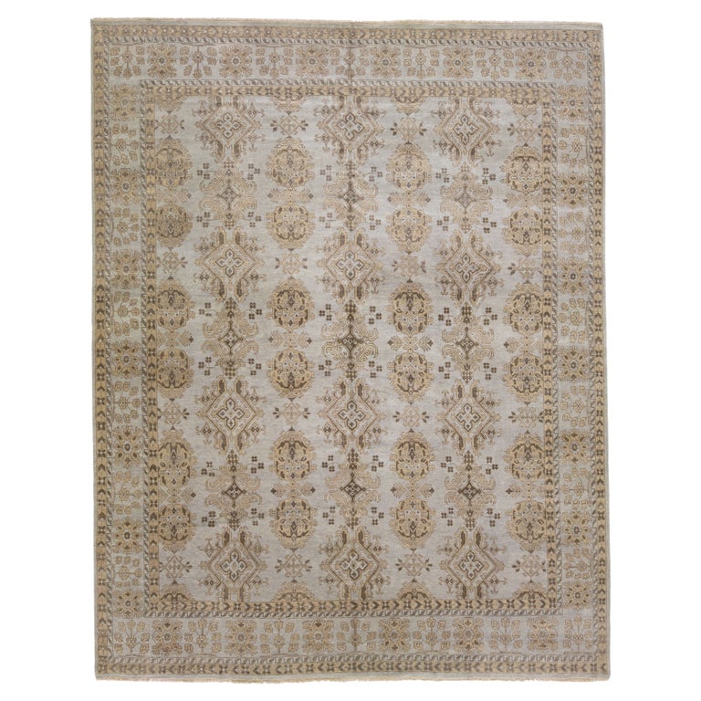 Grey Handmade Modern Oushak Style Wool Rug with Allover Motif For Sale ...