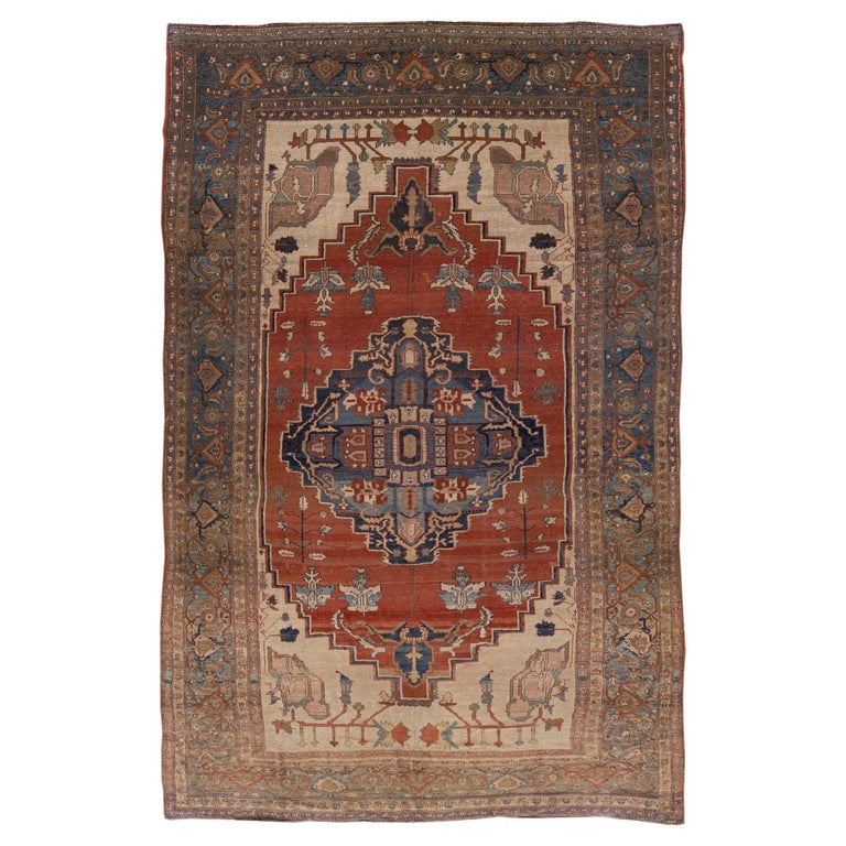 Vintage Bakshaish Handmade Rust Wool Rug with Medallion Design For Sale ...