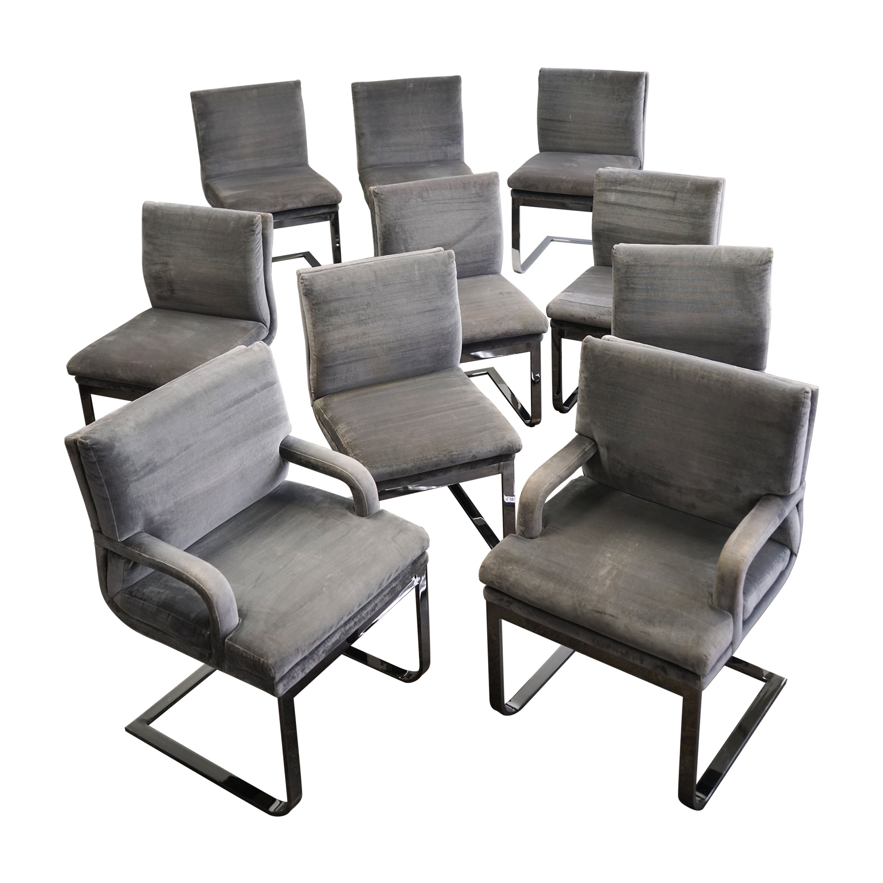 Set of Four Vintage Midcentury Chrome Cantilever Dining Chairs at 1stDibs