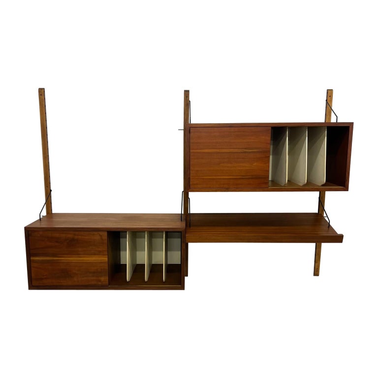 1960s Modern Scandinavian Two Bay Wall Unit System Record Cabinet Style ...