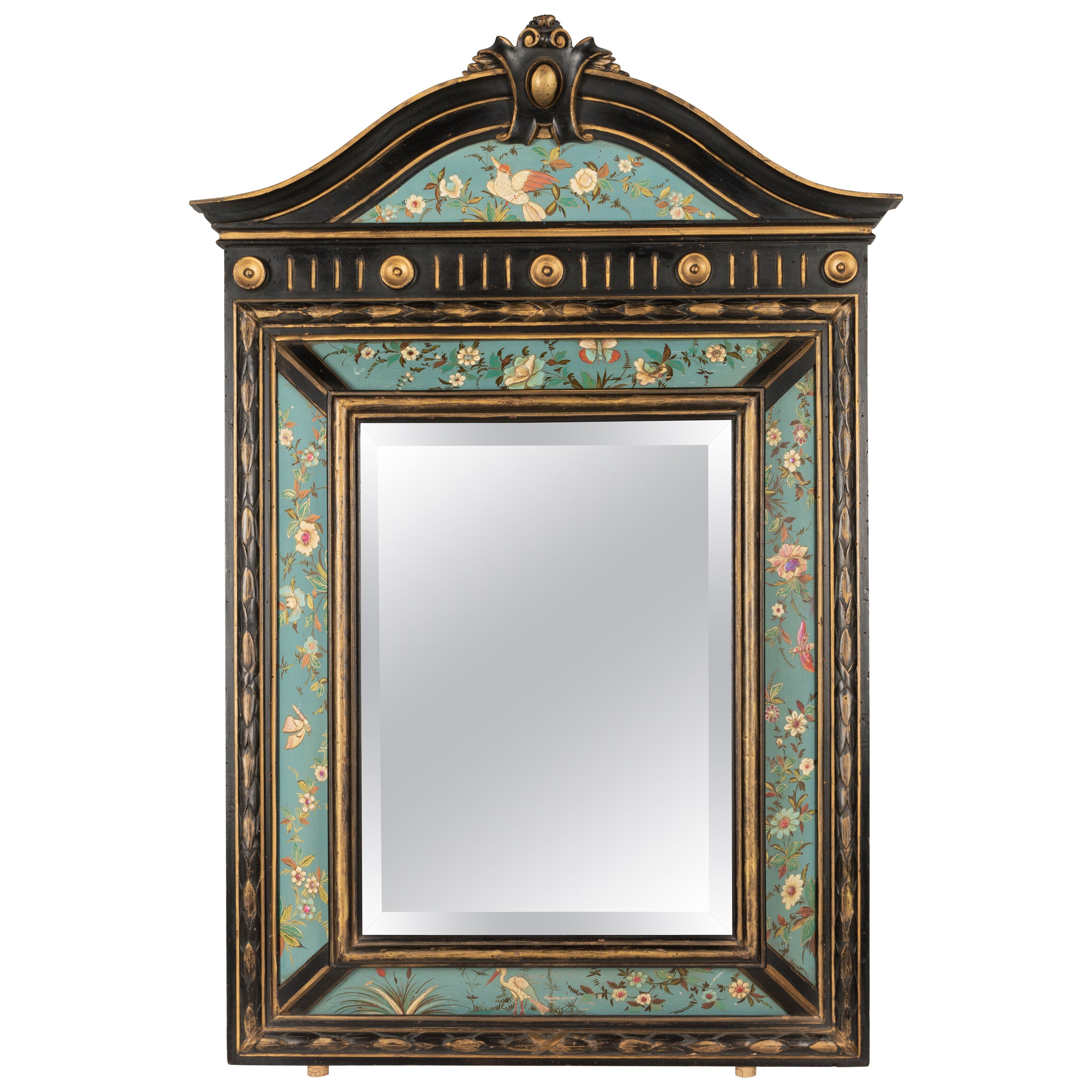 Napoleon III, Distressed, Faded Wall Mirror on a Gardening Theme at 1stDibs