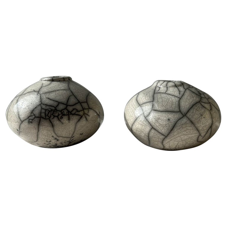 Raku-fired Wabi Sabi Miniature Moon Vase For Sale at 1stDibs