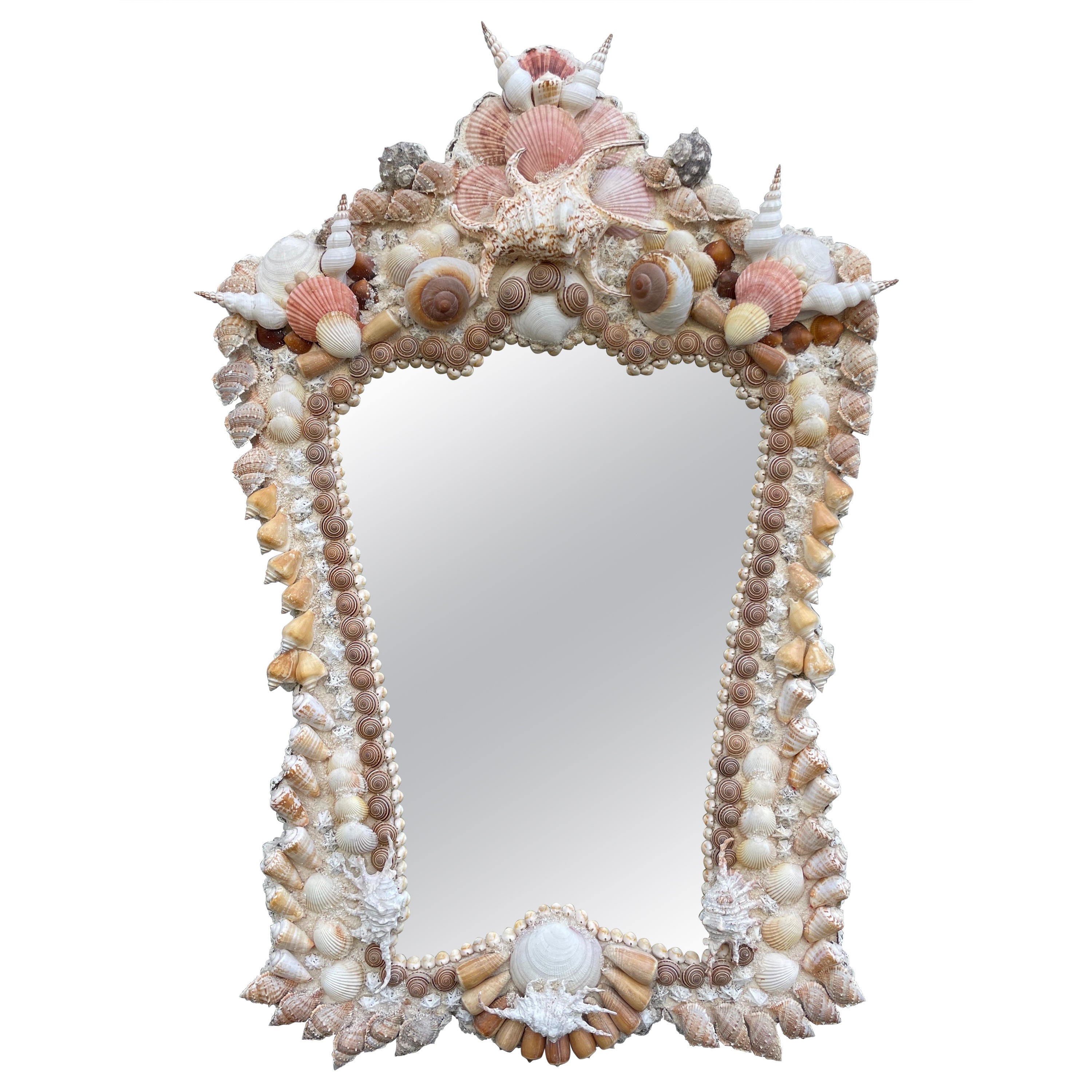 An Antique Shell Encrusted Mirror at 1stDibs