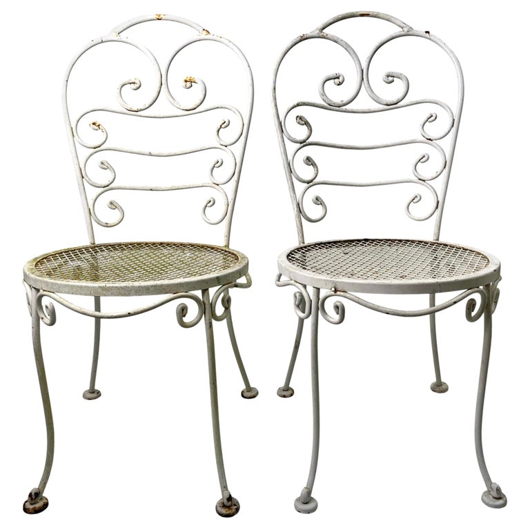 1960s Wrought Iron Cafe Chairs, Pair For Sale at 1stDibs