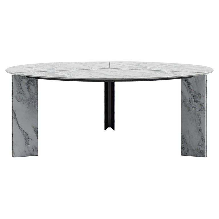 Acerbis Small Maxwell Round Table in Matt White Arabesque Marble For Sale at 1stDibs