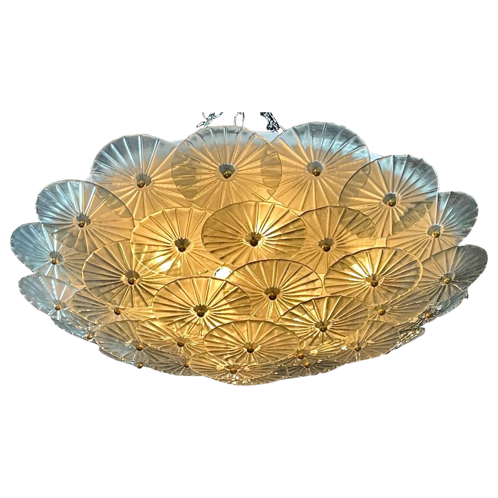 Modern Murano Glass Multi Disc Flush Mount Chandelier at 1stDibs