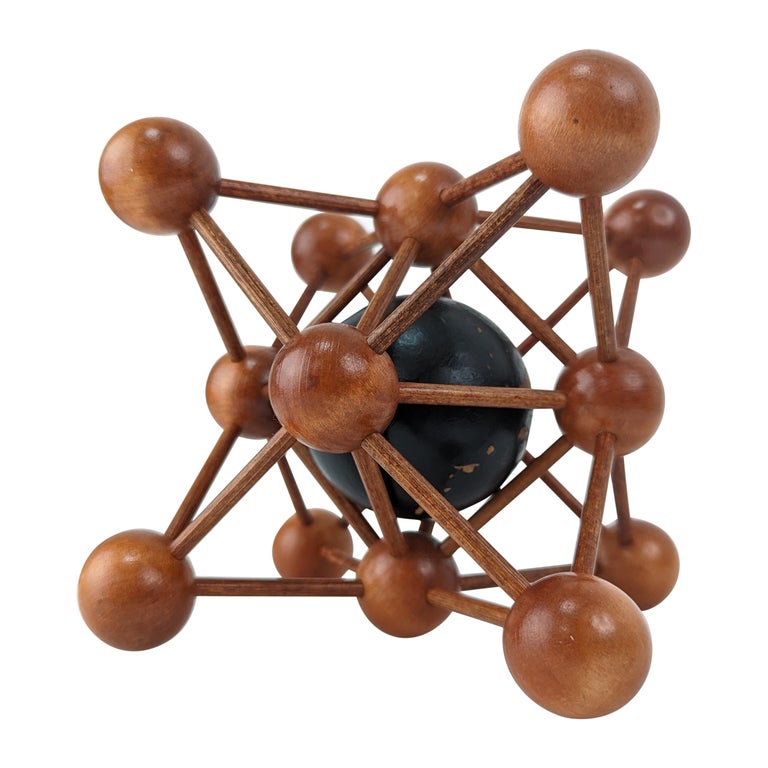 Mid-Century Modern Wood Scientific Molecule Atomic Sculpture 1950s For ...