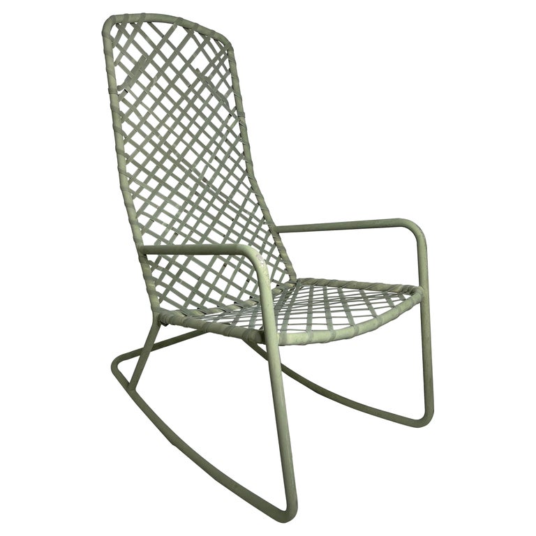 Vintage Iconic Brown Jordan Pale Green "Tamiami" Woven Rocking Chair ...