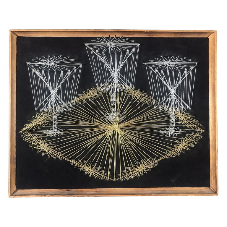Mid Century Art Handcrafted Modern String Art For Sale at 1stDibs