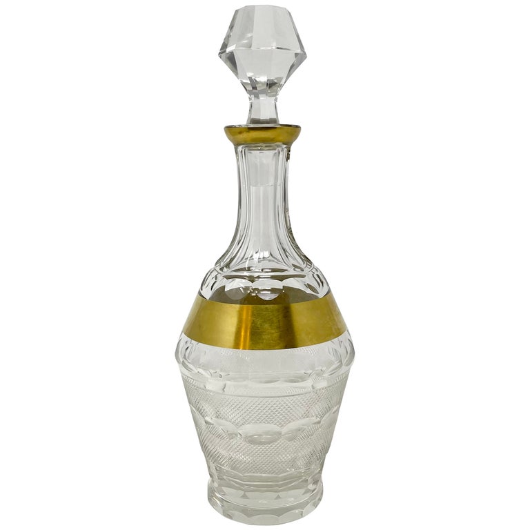 Estate German Moser Gold-Leaf and Cut Crystal Carlsbad Region Decanter ...