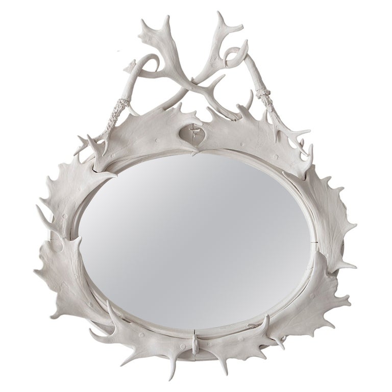 Antique Northern European Antler Mirror For Sale at 1stDibs