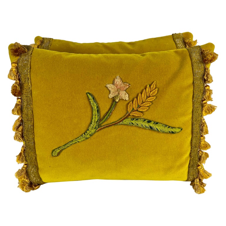 Pair of Custom Appliqué Pillows by MLA For Sale at 1stDibs