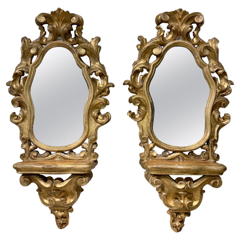 Pair of 18th Century Mirrors with Tuscan Shelf For Sale at 1stDibs