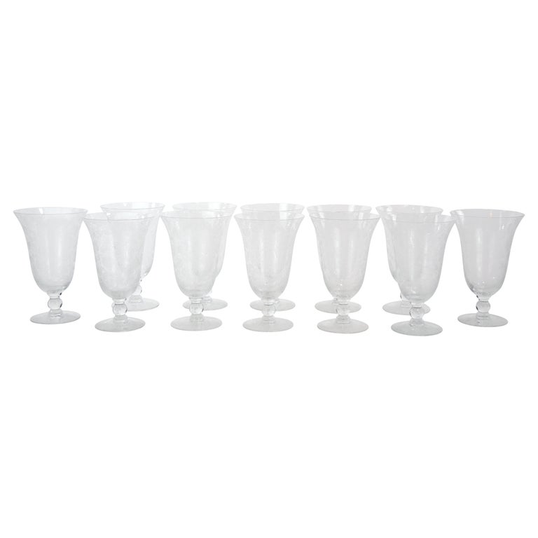 Hand Etched Tableware Glassware Service / 12 People For Sale at 1stDibs