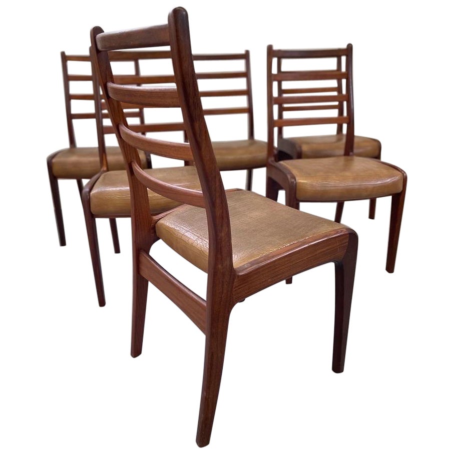 Teak Danish Chairs with Ladder Back at 1stDibs