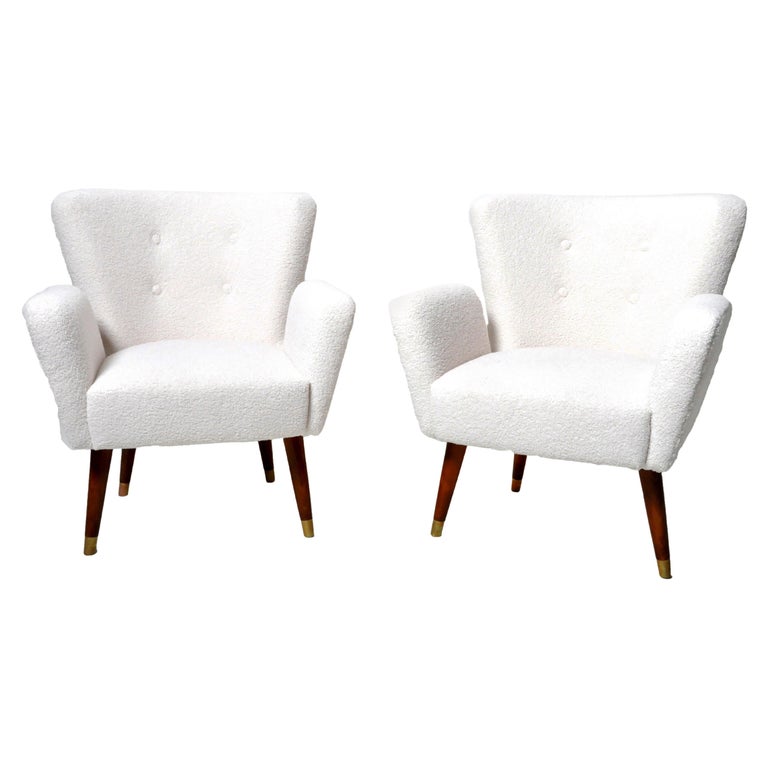 Pair of Socialist Mid-Century Lounge Chairs With Boucle Upholstery For ...
