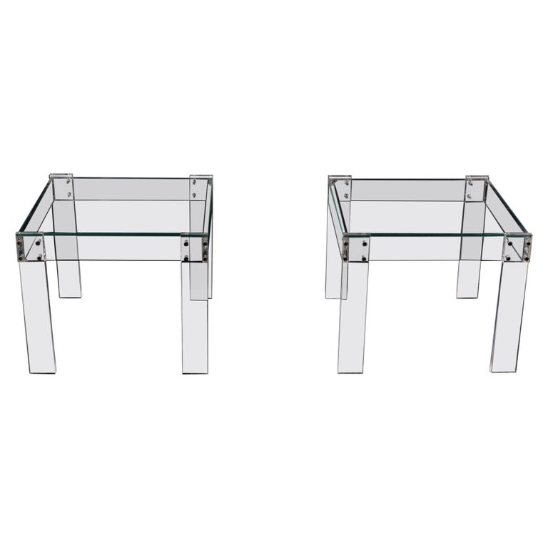 Vintage Square Small Lucite Side Tables 1970s France For Sale at 1stDibs