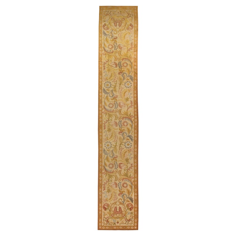 High-Quality Long and Narrow Aubusson Handmade Wool Runner by Doris ...