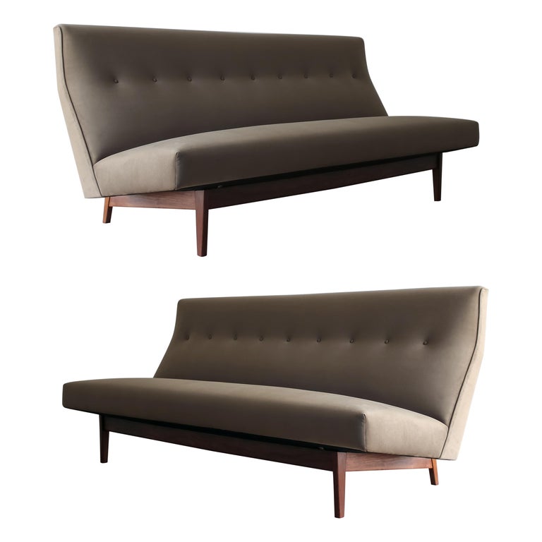 Pair of Midcentury Jens Risom Armless Slipper Sofas For Sale at 1stDibs