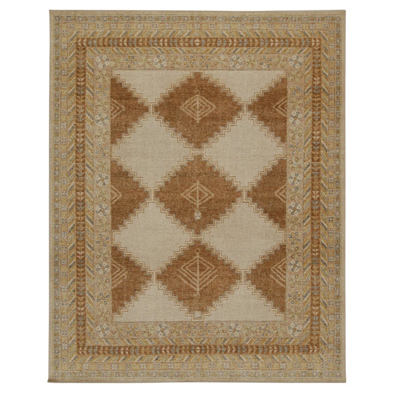 Rug and Kilim’s Distressed Tribal Style Rug in Beige, Brown and Gold ...