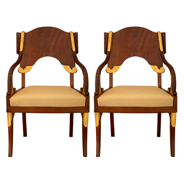 Pair of Russian Mid 19th Century Neoclassical St. Mahogany and Giltwood ...