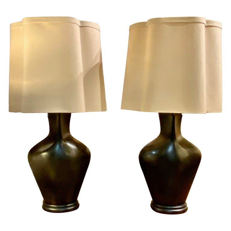 Pair Post-Modern Bronze Lamps For Sale at 1stDibs