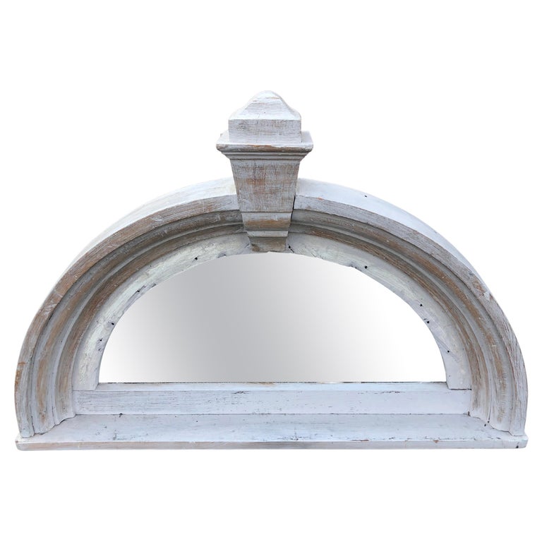 Half Round Pediment Mirror in Washed Pine For Sale at 1stDibs