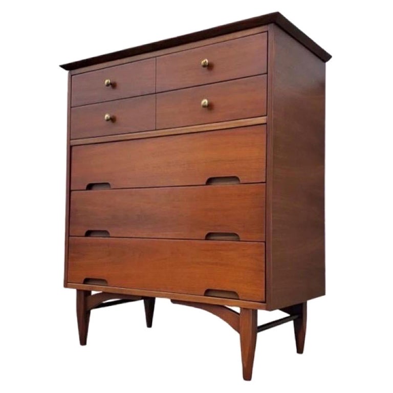 Mid-Century Modern 9-Drawer Walnut Dresser at 1stDibs