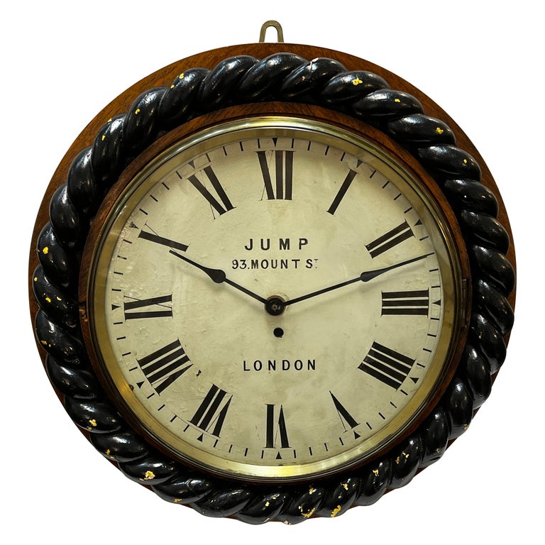 Antique 19th Century Jump Enamel Clock Face and Barley Twist Housing ...