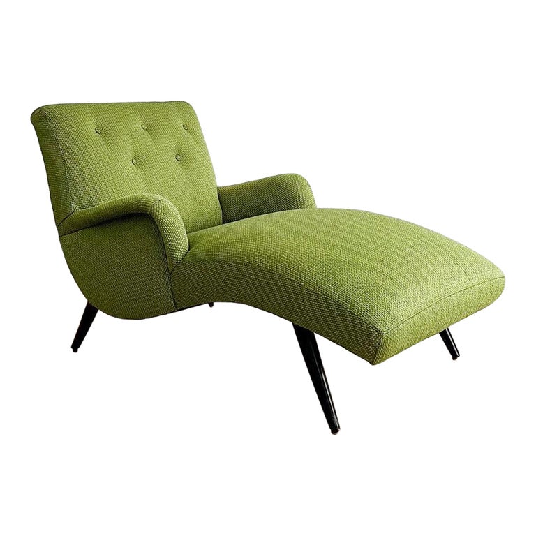 Lawrence Peabody for Selig Chaise Lounger w/ New Upholstery at 1stDibs