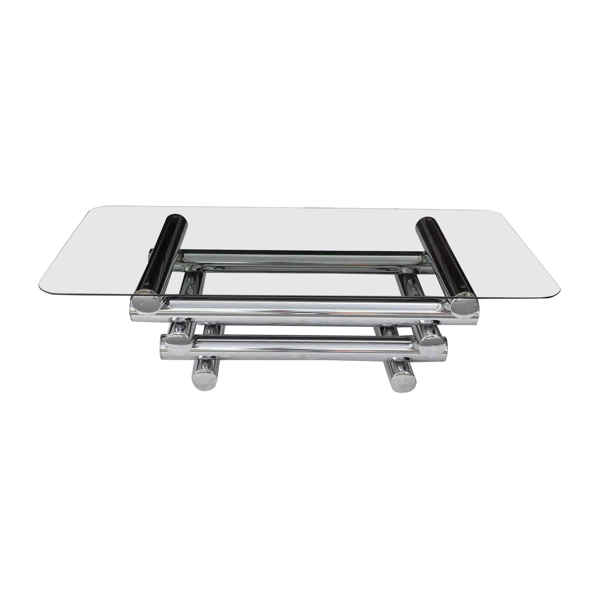 Space-Age Coffee Table in Glass and Chrome at 1stDibs