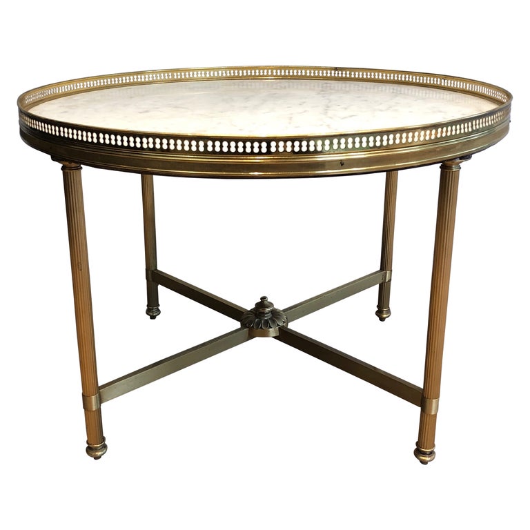 Small Brass Coffee Table or Side Table with White Marble Top For Sale ...